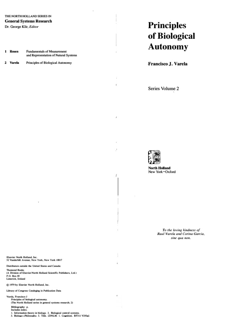 Varela 1979 Principles of Biological Autonomy - Part1 | PDF ...