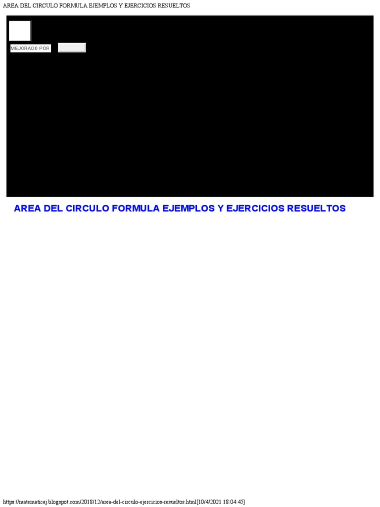 Area Del Circulo Formula Ejemplos y Ejercicios Resueltos | PDF ...