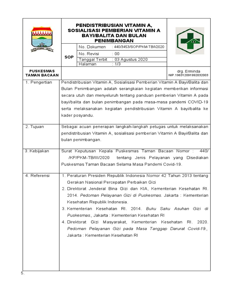 Sop Sosialisasi Vit A | PDF