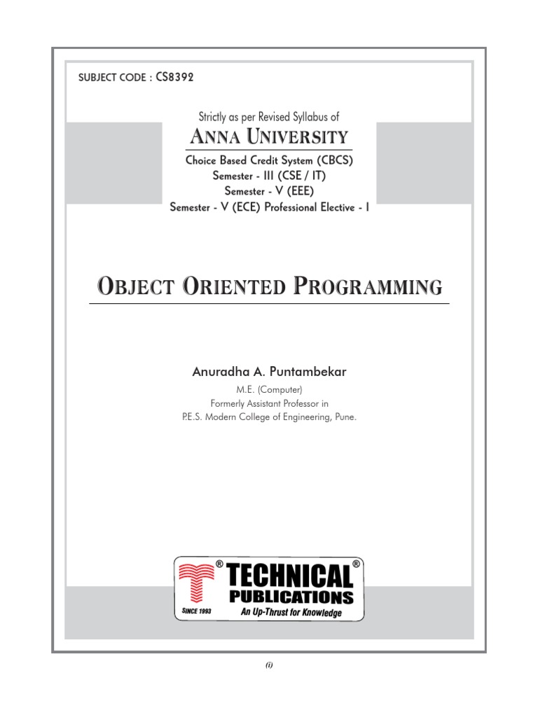 CS8392 - Oops Ebook | PDF | Java Virtual Machine | Object Oriented Programming