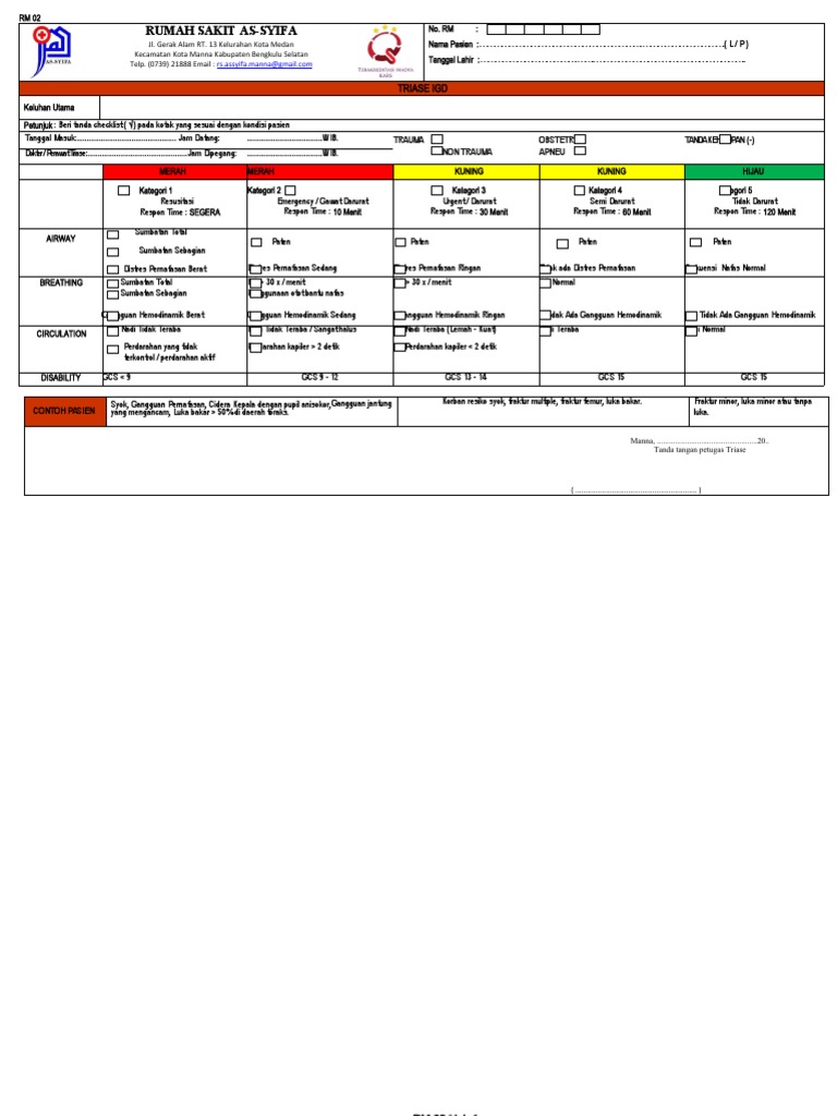 Form Asesmen IGD Sesuai Standar Snars | PDF