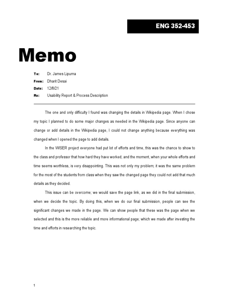 Memo Usability Report | PDF