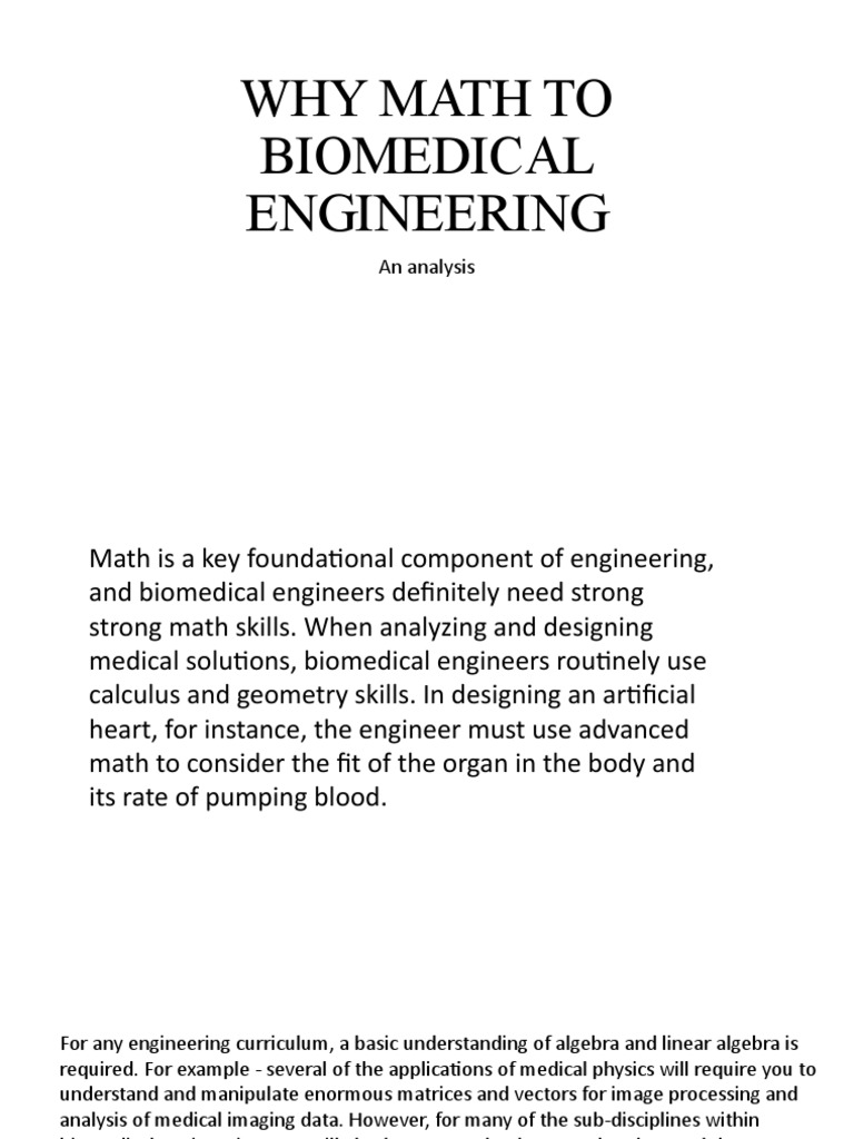 Math Requirements in Biomedical Engineering | PDF | Mathematics ...
