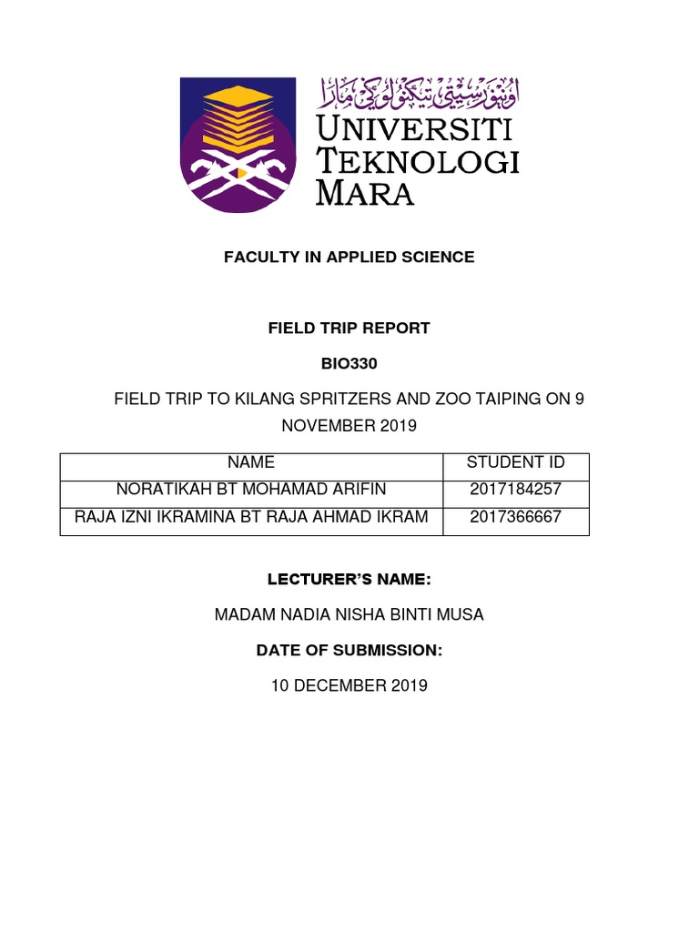 Bio330 - Field Trip Report | PDF | Wellness | Science & Mathematics