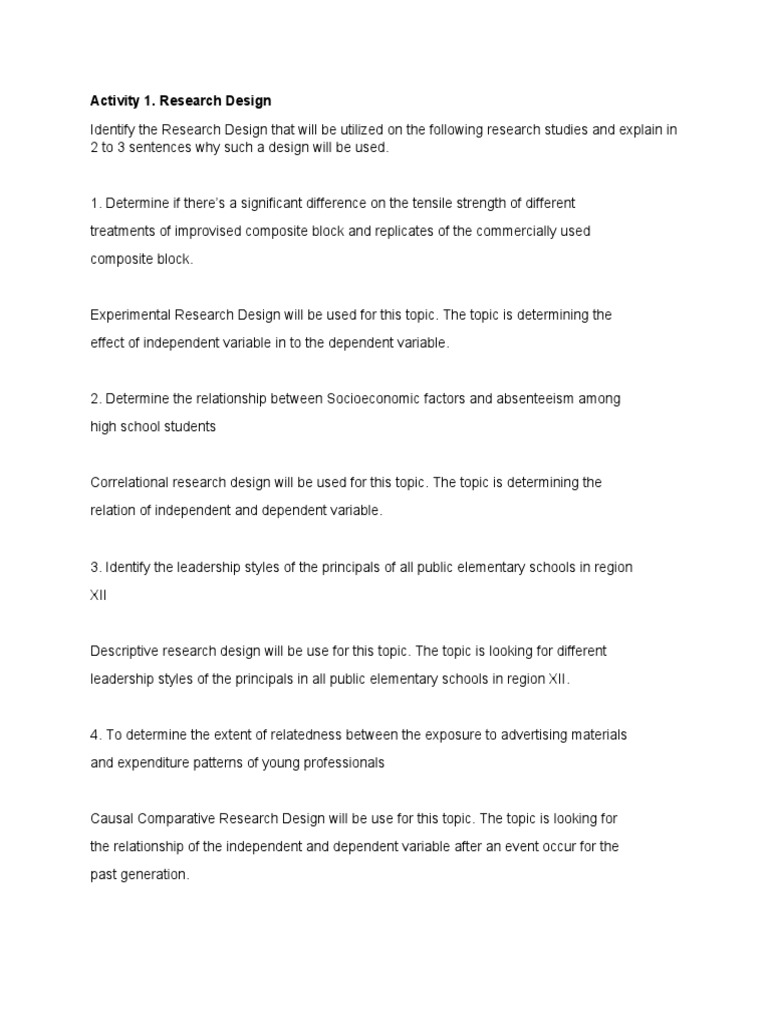 Activity 1. Research Design | PDF