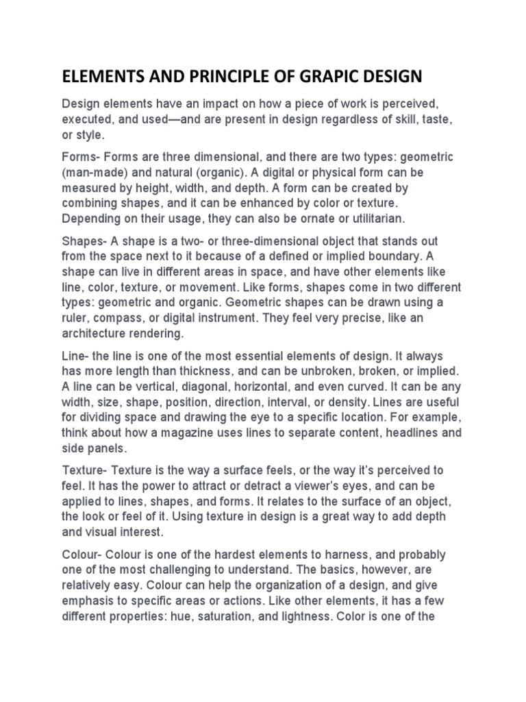 Elements and Principle of Graphic Design | PDF | Design | Graphic Design