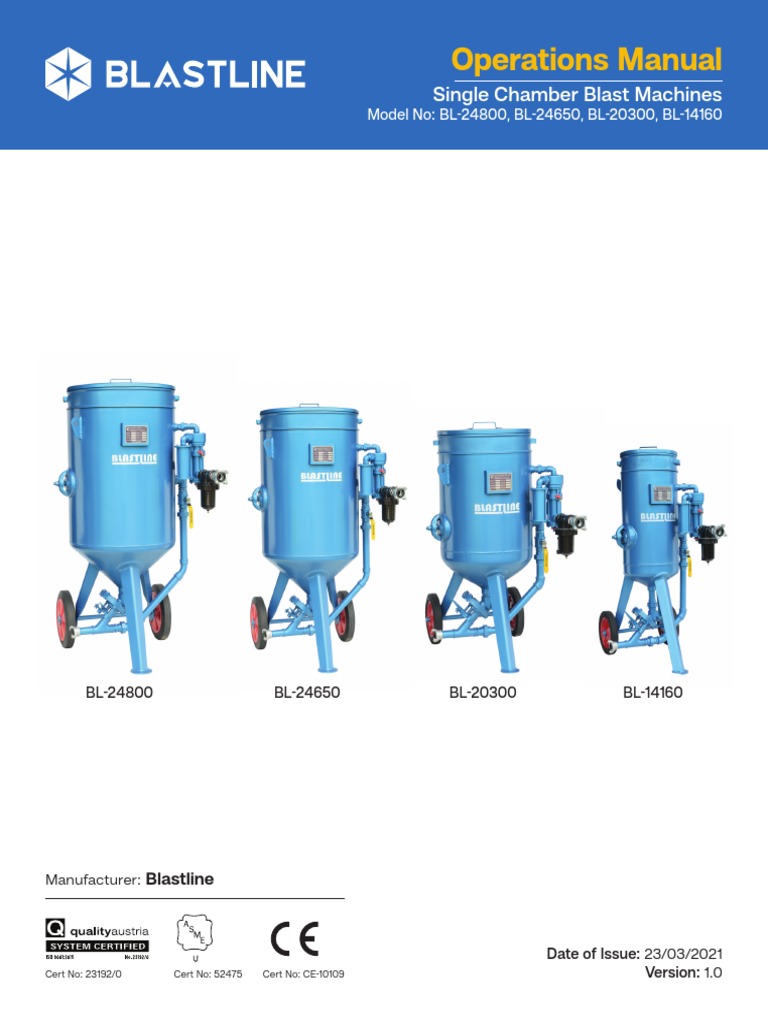 Blastline Single Chamber Manual | PDF | Valve | Safety