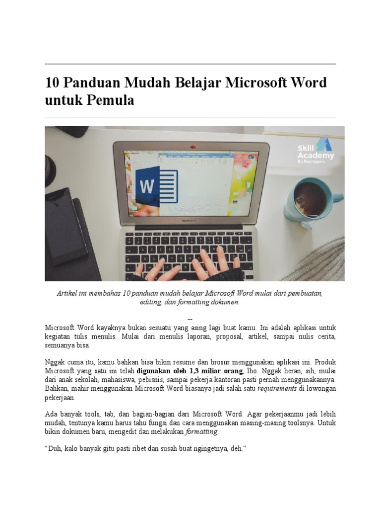 10 Panduan Mudah Belajar Microsoft Word Untuk Pemula | PDF