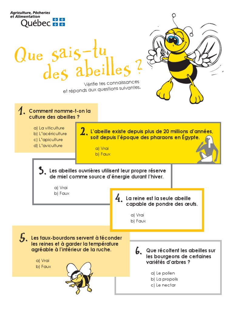 Quiz sur les abeilles et l'apiculture | PDF | Apis (insecte) | Apiculture