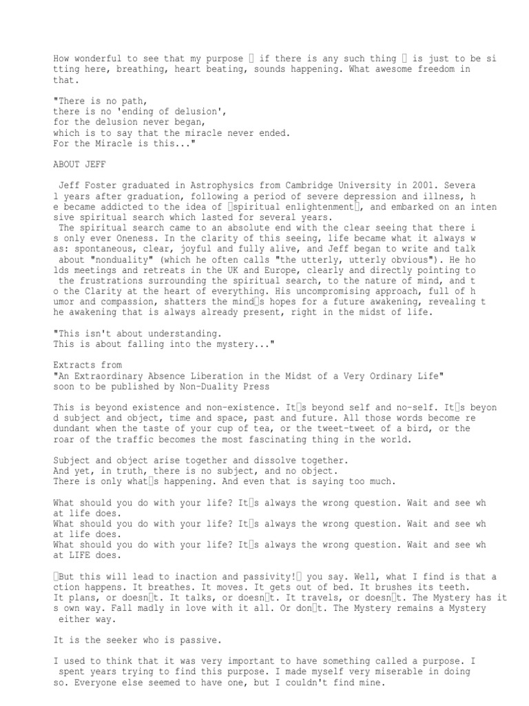 An Extraordinary Absence Liberation in The Midst of A Very Ordinary ...