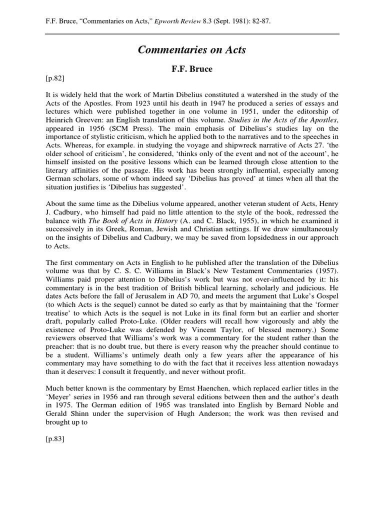 Commentaries On Acts: F.F. Bruce | PDF | Acts Of The Apostles | Paul ...