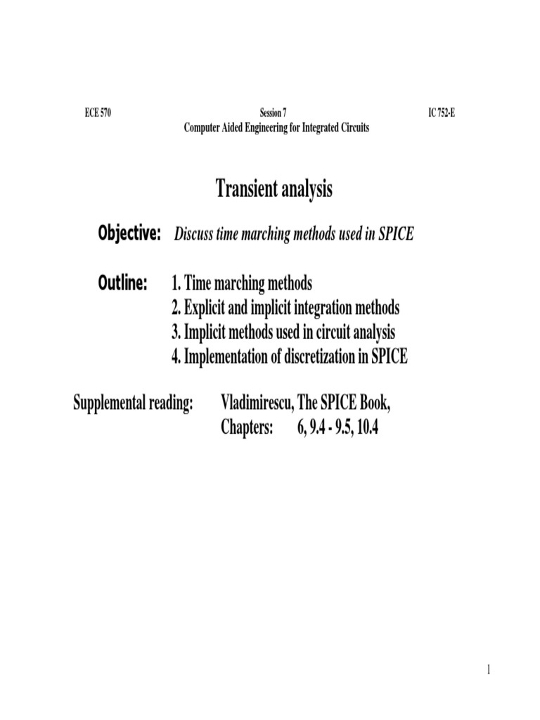 Transient Analysis: Computer Aided Engineering For Integrated Circuits ...
