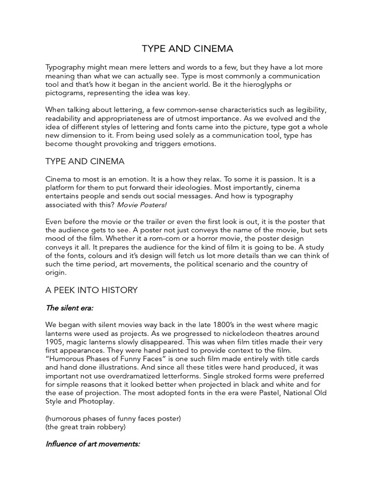 Typography's Role in Cinema History | PDF | Typography | Typefaces