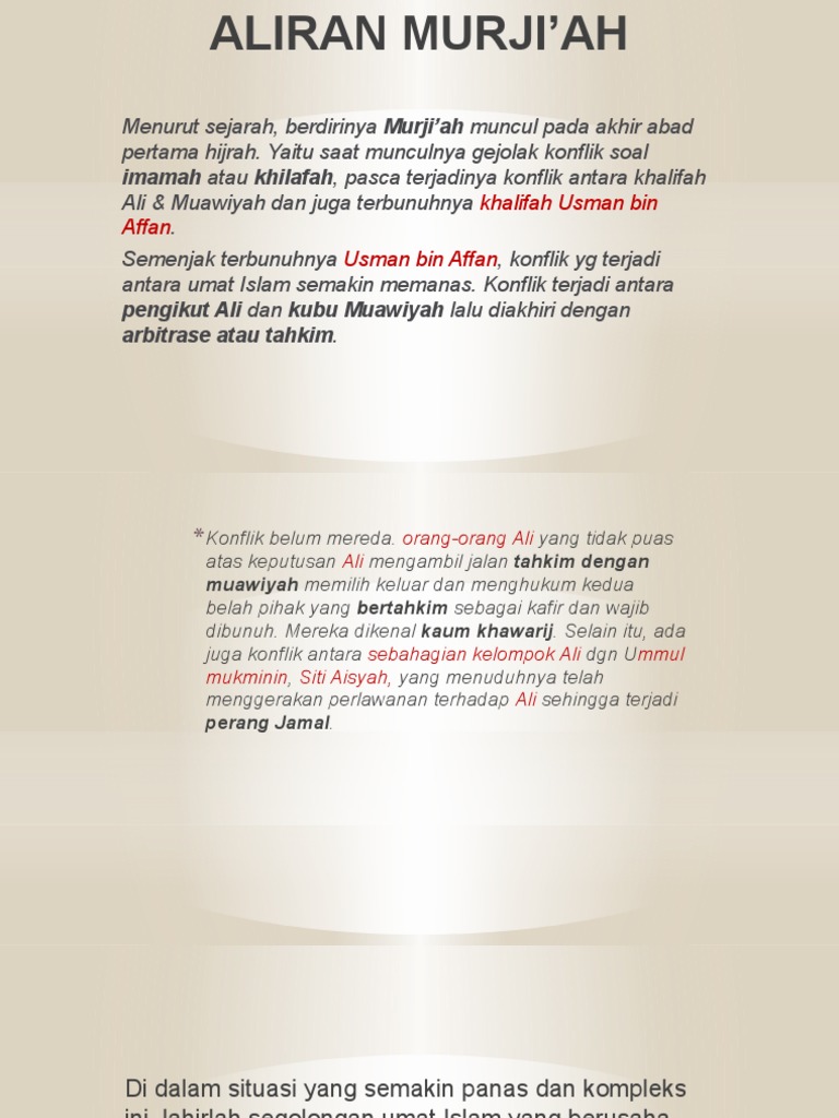 Aliran Murji'Ah (Perkuliahan Ke-4) | PDF