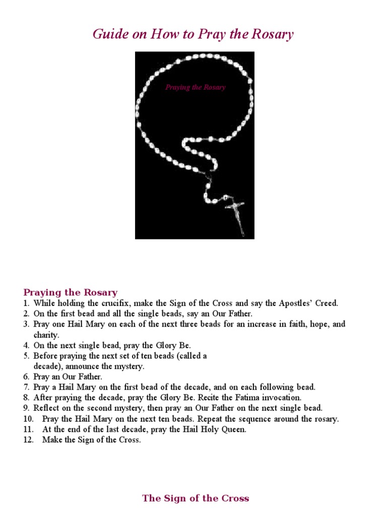 Guide On How To Pray The Rosary | PDF | Rosary | Lord's Prayer