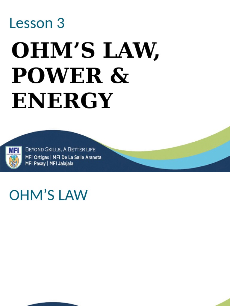 03-Ohms Law Power Energy-Lesson 3 | PDF | Electrical Resistance And ...