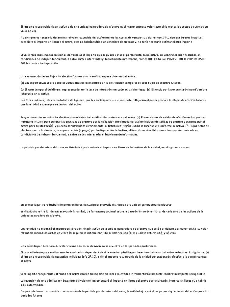 El Importe Recuperable de Un Activo o de Una Unidad Generadora de ...
