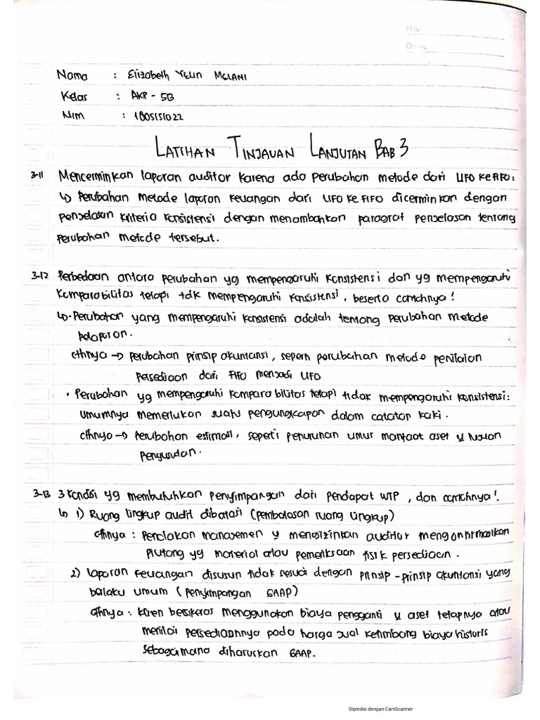 Elizabeth Yelin Melani (AKP 5B) Latihan Tinjauan Lanjutan BAB 3 | PDF