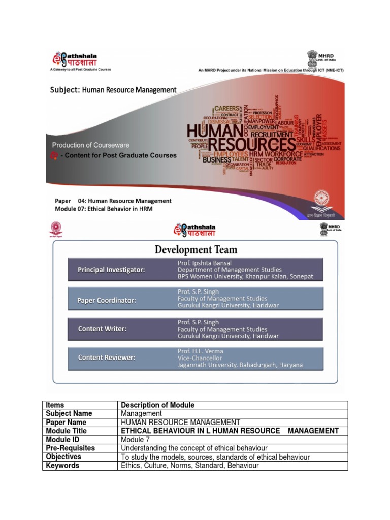 Module 7 Q1 Ethicalbehaviorin HRM | PDF | Human Resource Management ...