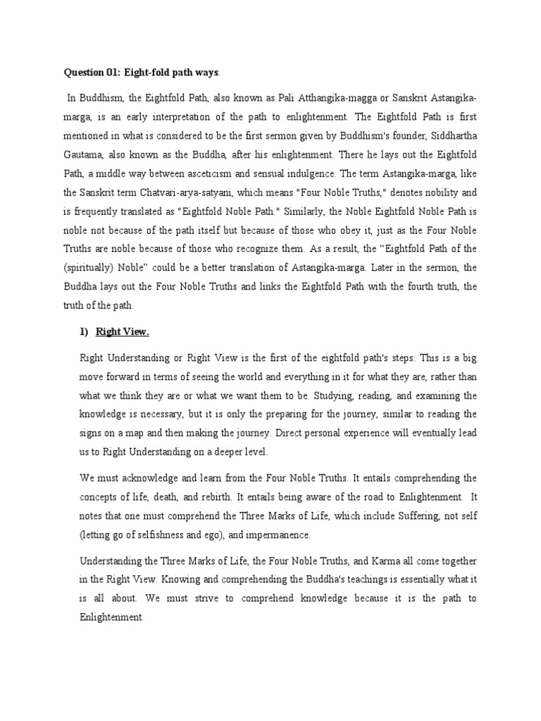 Eight Fold Path | PDF | Noble Eightfold Path | Four Noble Truths