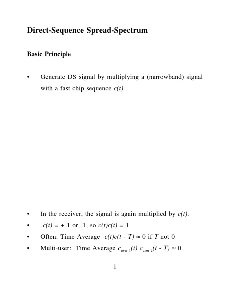 Direct-Sequence Spread-Spectrum: Basic Principle | PDF | Signal Processing | Electronic Engineering