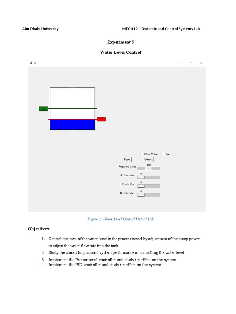 MEC 412 Experiment 5 Lab Manual | PDF | Control Theory | Control ...