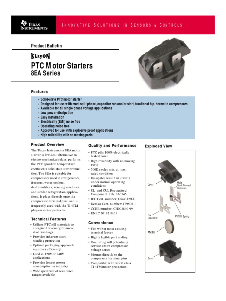 PTC Motor Starters: 8EA Series | PDF | Electrical Resistance And ...