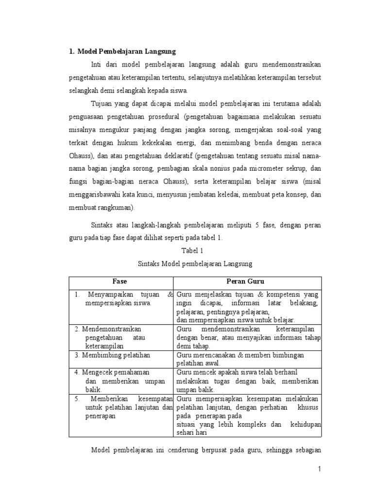 Sintak Model Pembelajaran | PDF