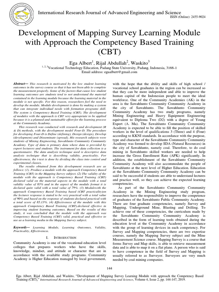 Development of Mapping Survey Learning Module With Approach The ...