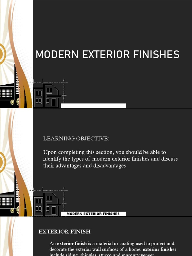 Exterior Finishes | PDF | Materials | Architectural Elements