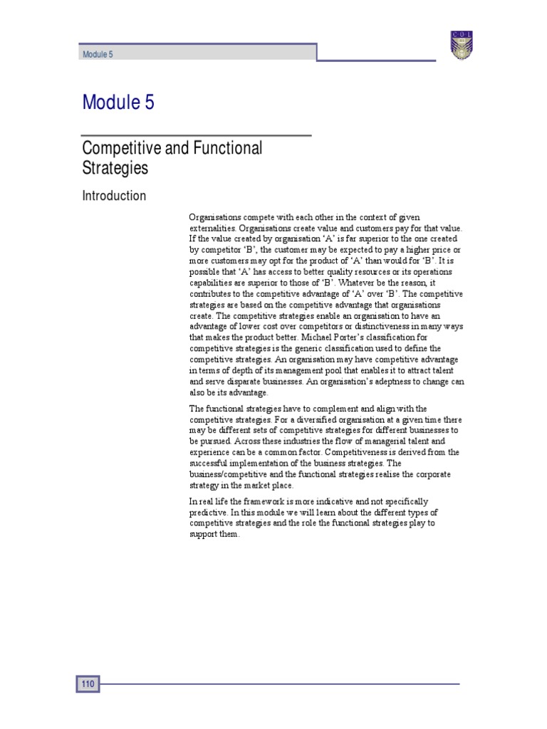 Competitive and Functional Strategies | PDF | Strategic Management ...