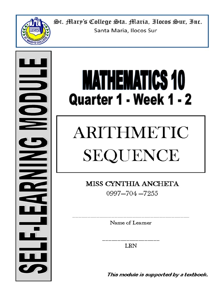 Mathematics 10, Quarter 1 - Week 1-2 | PDF | Sequence | Mean