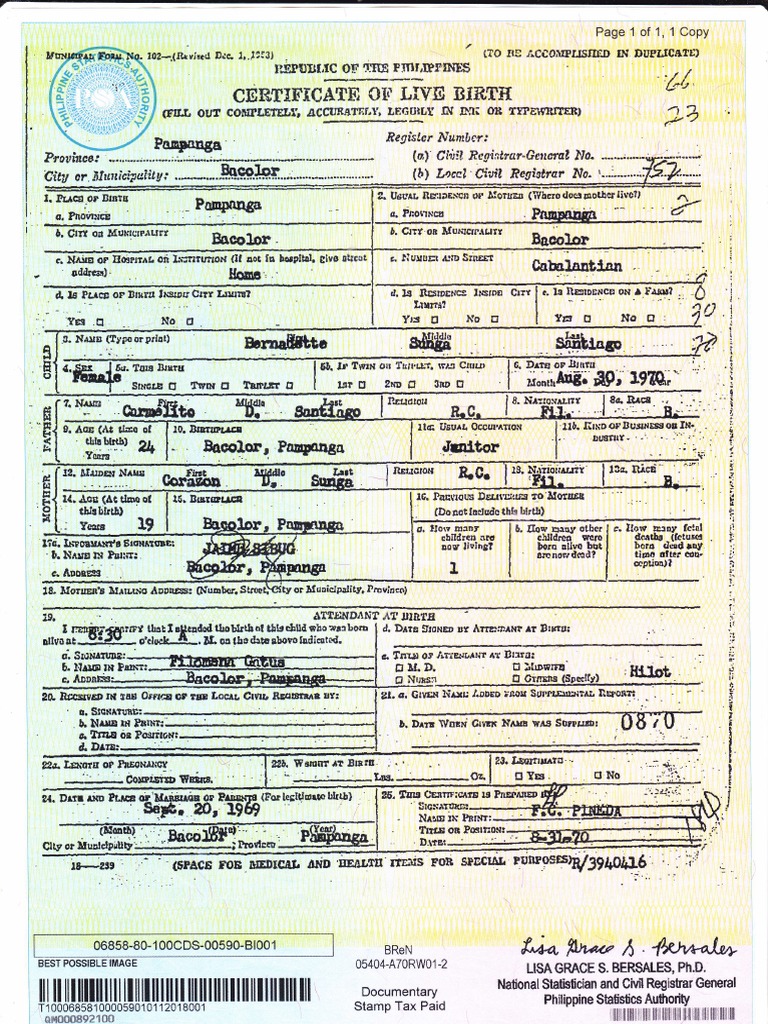 Certificate of Livebirth | PDF