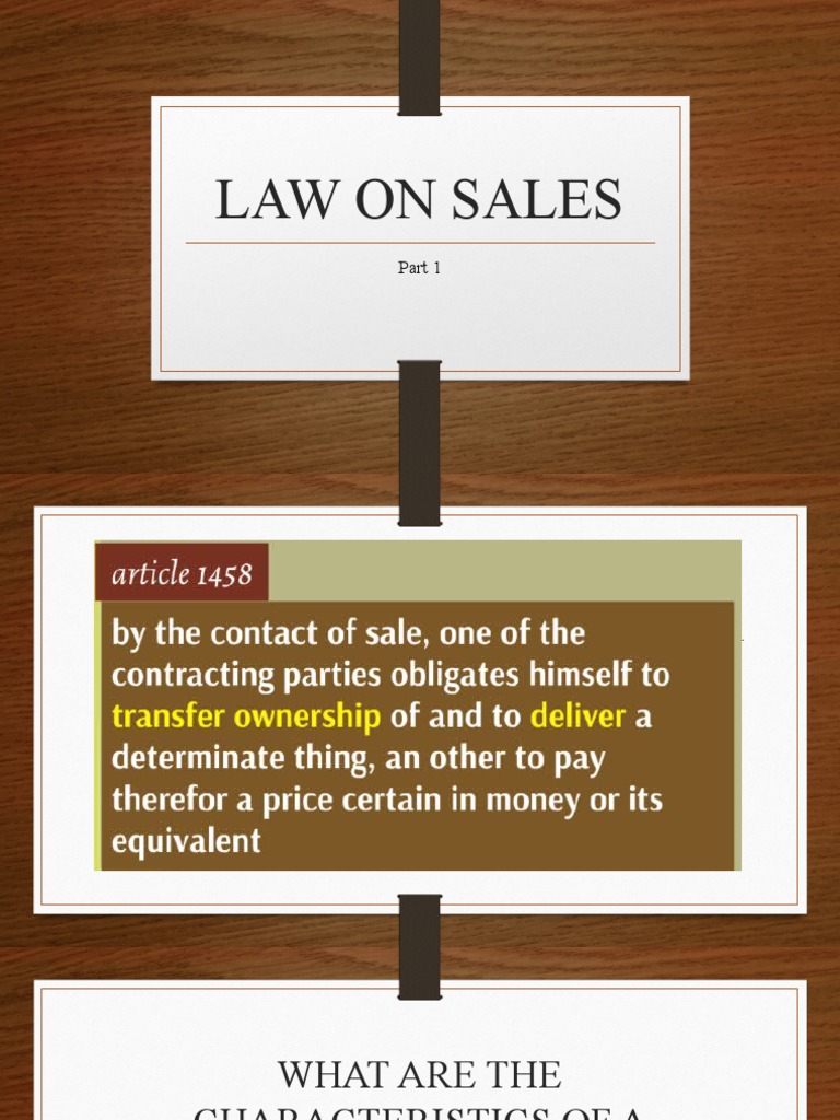 LAW ON SALES (Part 1) | PDF | Business | Private Law