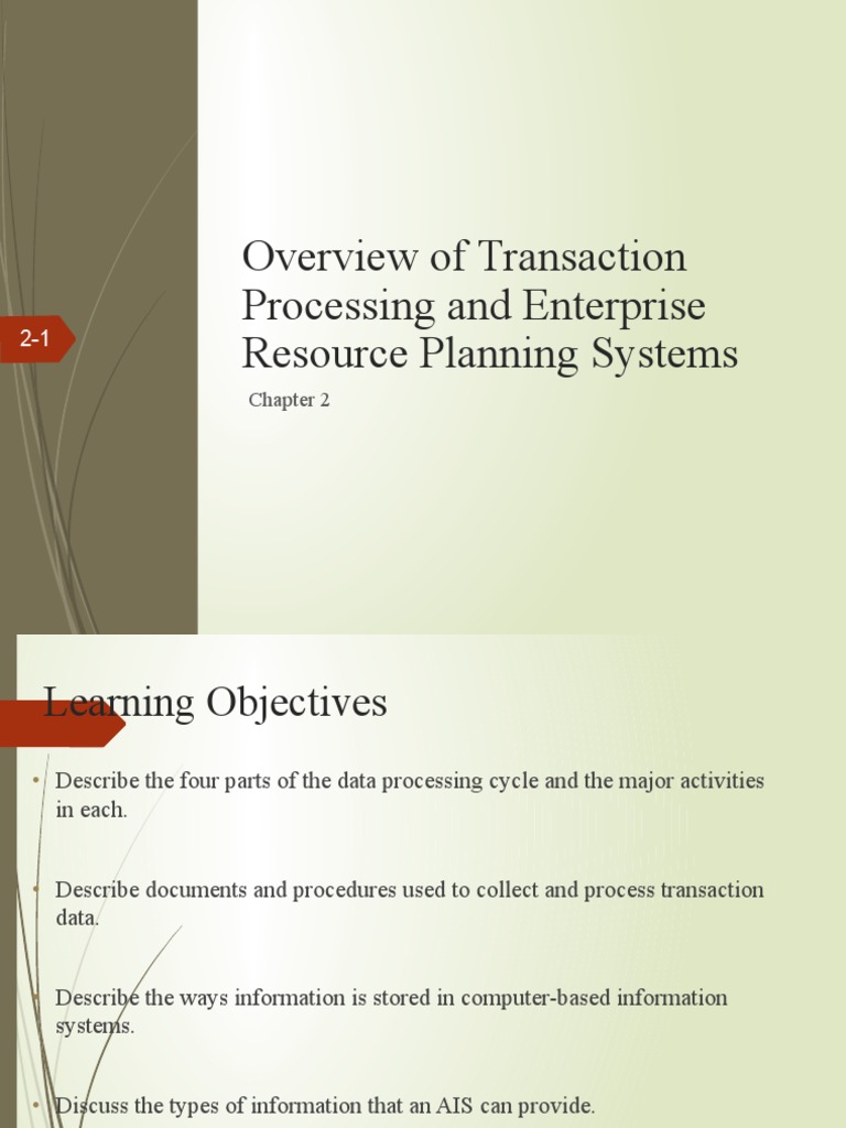 Overview of Transaction Processing and ERP Systems | PDF | Databases ...