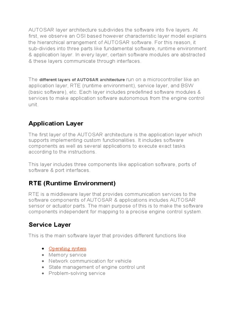 Application Layer: Different Layers of AUTOSAR Architecture | Download ...