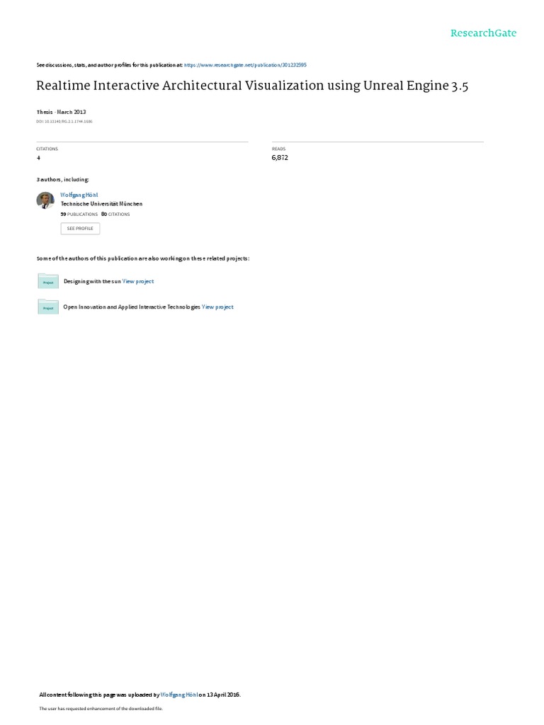 Realtime Interactive Architectural Visualization Using Unreal Engine 3.5 | PDF | 3 D Computer ...