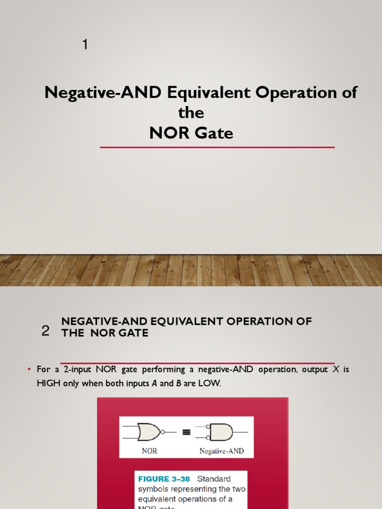 Negative-AND Equivalent Operation of The NOR Gate | PDF