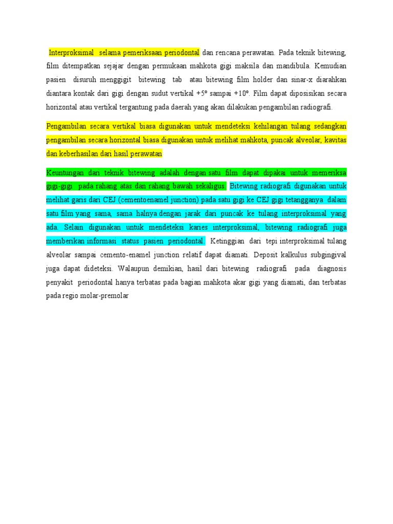Teknik Bitewing dalam Pemeriksaan Periodontal | PDF | Sains & Matematika