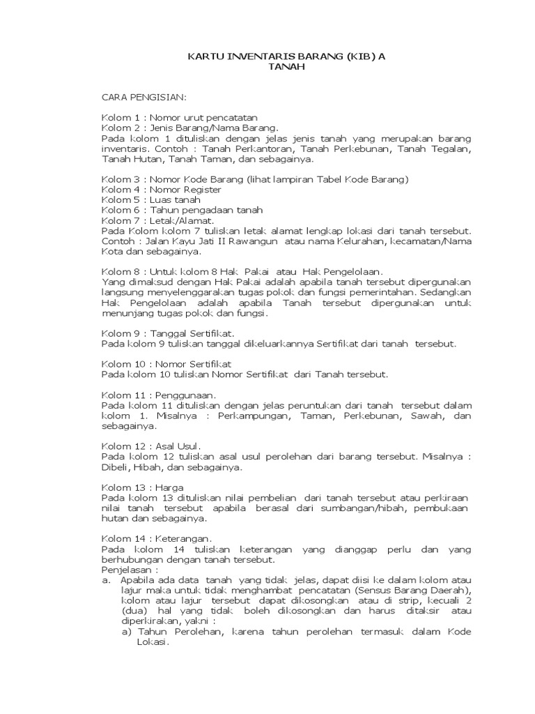 Cara Pengisian Kartu Inventaris Barang | PDF