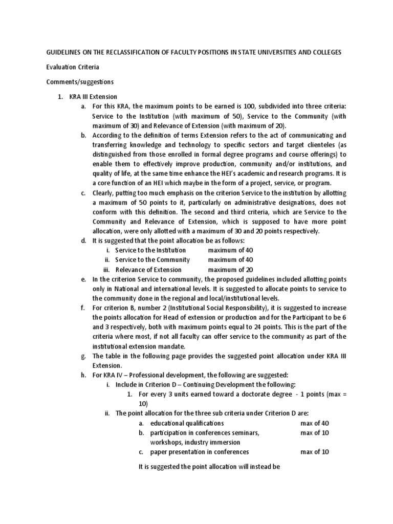 Guidelines On The Reclassification of Faculty Positions in State Universities and Colleges | PDF ...