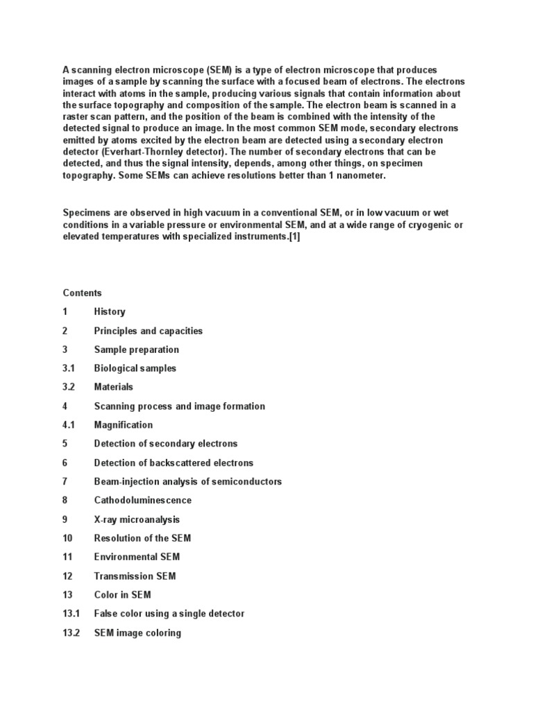 Scanning Electron Microscope | PDF | Scanning Electron Microscope | Electron Microscope