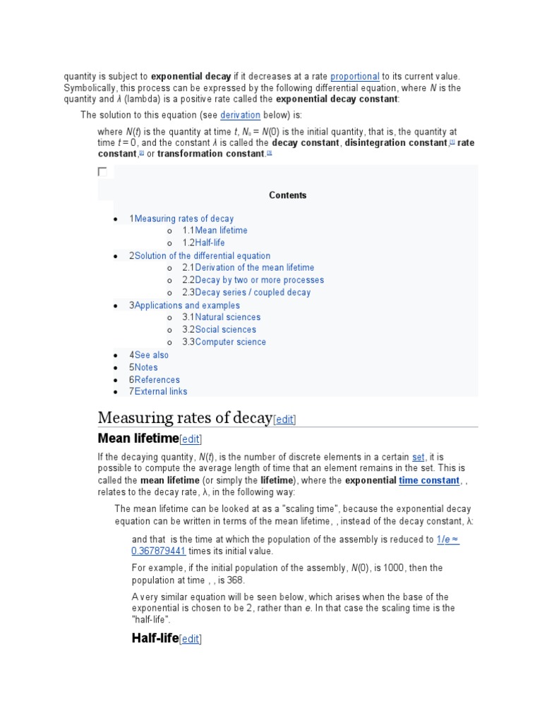 Exponential Decay | PDF | Mathematics