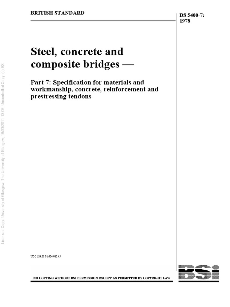 Bs 5400 Part 7 | PDF | Concrete | Prestressed Concrete