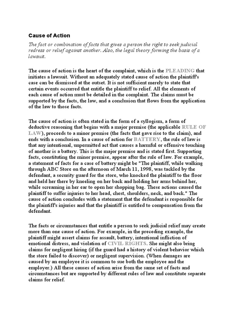 Cause of Action | PDF | Cause Of Action | Negligence