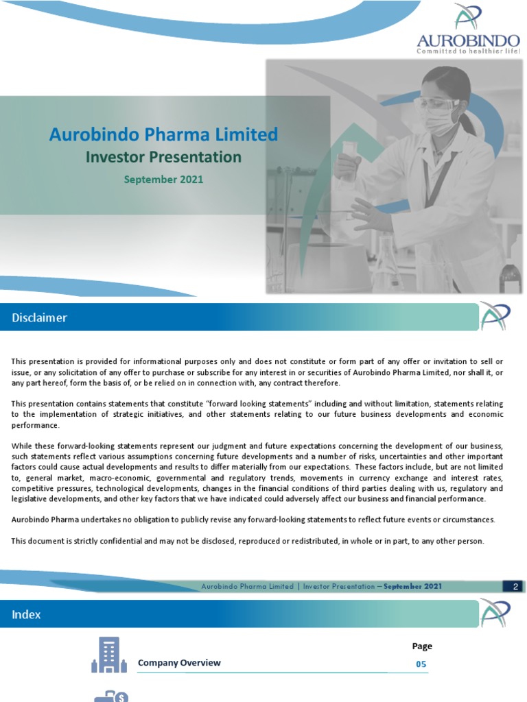 Aurobindo Pharma Limited: Investor Presentation | PDF | Pharmaceutical ...