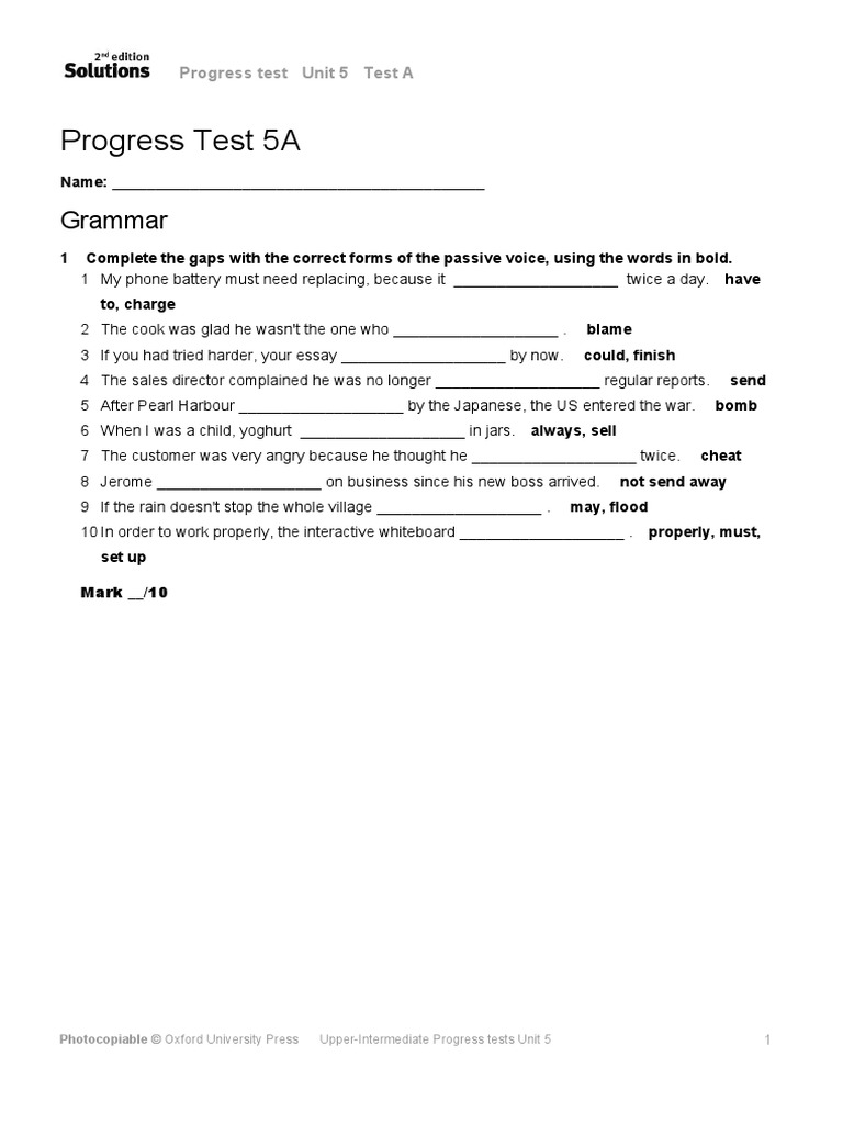 Upp-Int Progress Test Unit 05 A | PDF | Gang | Crimes Upp-Int Progress Test Unit 05 A | PDF | Gang | Crimes