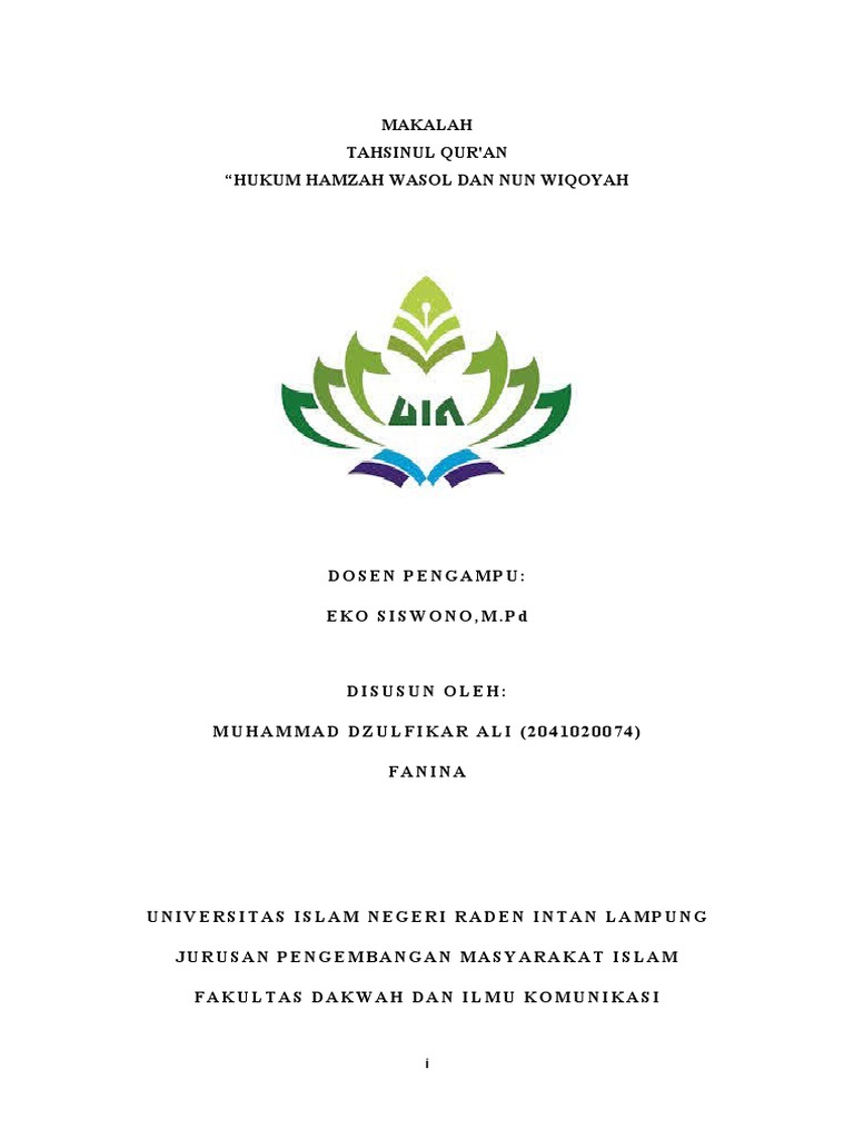 Hukum Hamzah Wasol dan Nun Wiqoyah | PDF