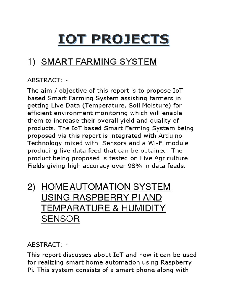 1) Smart Farming System: 2) Home Automation System Using Raspberry Pi ...
