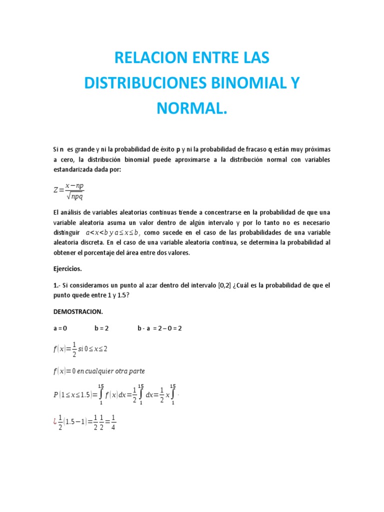 Relacion Entre Las Distribuciones Normal y Binomial | PDF